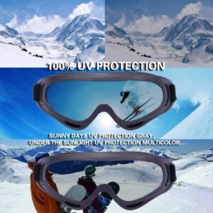 LOEO 2-Pack Snow Ski Goggles, Snowboard Goggles for Kids, Teens, Youth, Adults