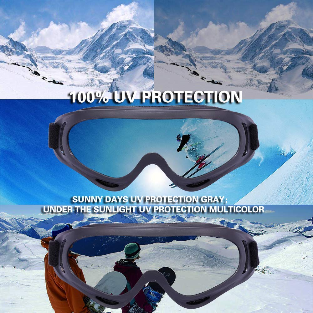 LOEO 2-Pack Snow Ski Goggles, Snowboard Goggles for Kids, Teens, Youth, Adults