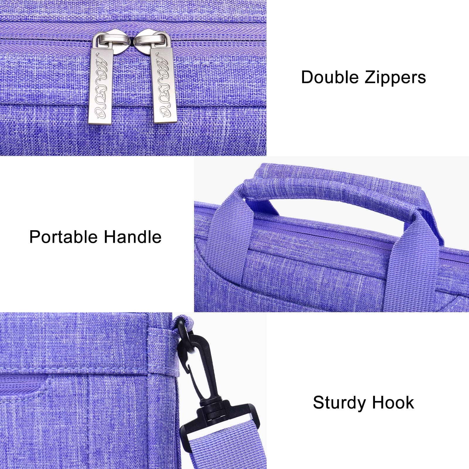 MOSISO Laptop Shoulder Messenger Bag Compatible with MacBook Air/Pro,13-13.3 inch Notebook,Compatible with MacBook Pro 14 inch M3 M2 M1 Pro Max 2023-2021 with Adjustable Depth at Bottom, Purple