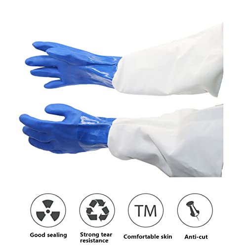 Jewboer 23.6" Canvas Rubber Sandblasting Sand blaster Protection Gloves for Sandblast Cabinets XL,1 pair