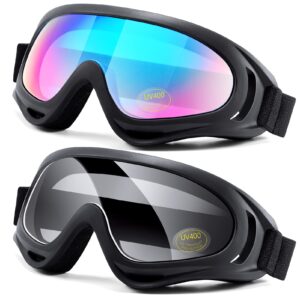 loeo 2-pack snow ski goggles, snowboard goggles for kids, teens, youth, adults