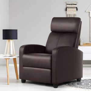 Yaheetech Recliner Chair Home Theater Seating PU Leather Recliner Sofa for Living Room Bedroom Brown