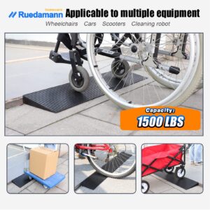 Ruedamann 1.2" Rise Threshold Ramp,1500 LBS Capacity, 35.4" Wide Natural Rubber Power Wheelchair Ramp Scooter, Non-Slip Solid Rubber Threshold Ramp for Doorways,Driveways,Bathroom,Cuttable