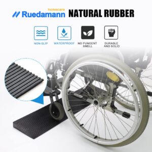 Ruedamann 1.2" Rise Threshold Ramp,1500 LBS Capacity, 35.4" Wide Natural Rubber Power Wheelchair Ramp Scooter, Non-Slip Solid Rubber Threshold Ramp for Doorways,Driveways,Bathroom,Cuttable