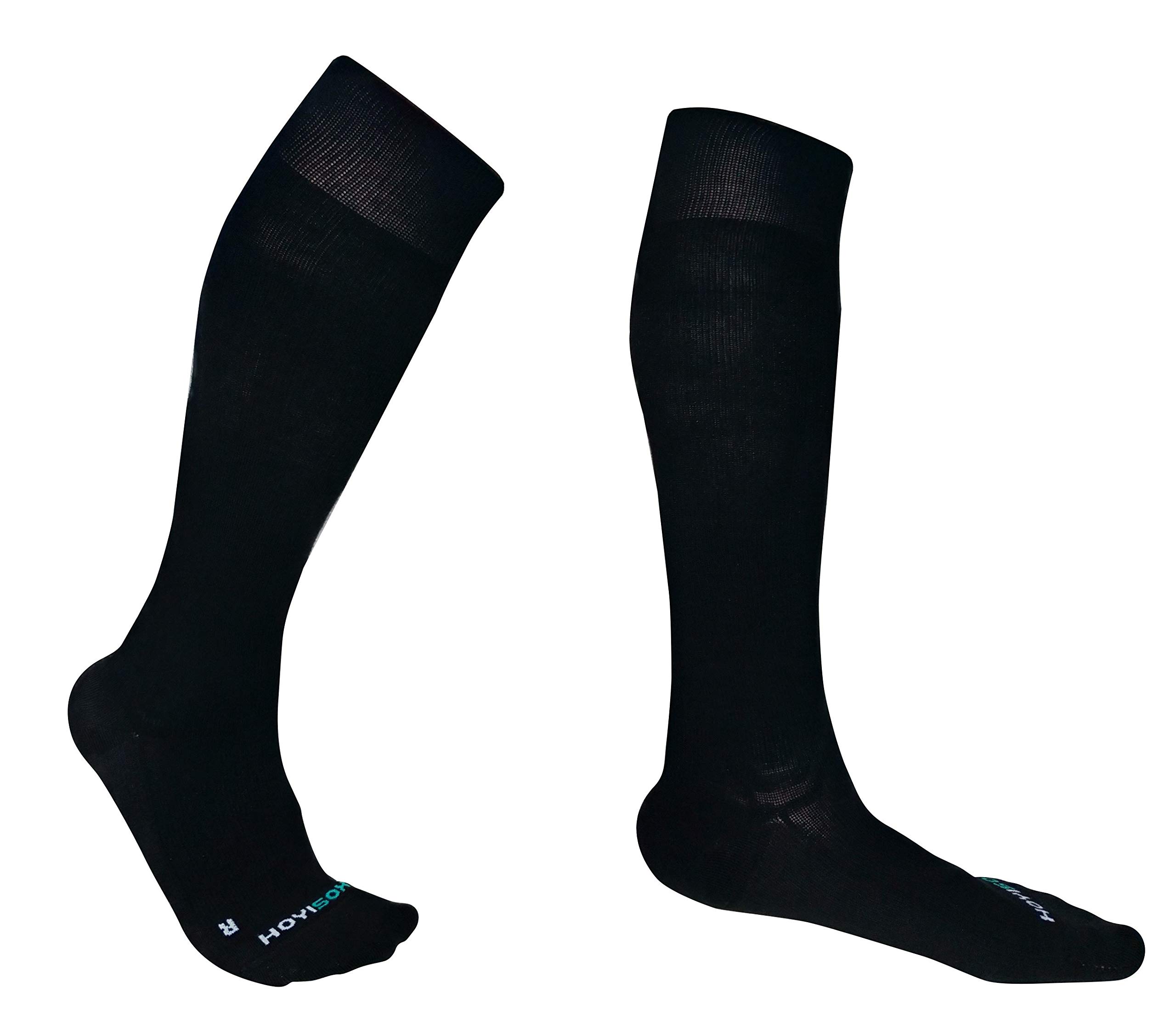 HOYISOX Big and Tall Compression Socks 20-30 mmHg, Comfortable Knee High Socks for Men and Women (as1, alpha, 4x_l, regular, regular, Black)