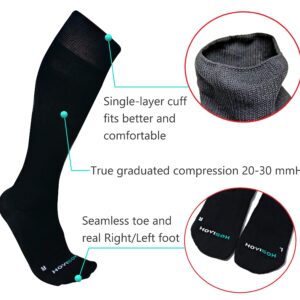 HOYISOX Big and Tall Compression Socks 20-30 mmHg, Comfortable Knee High Socks for Men and Women (as1, alpha, 4x_l, regular, regular, Black)