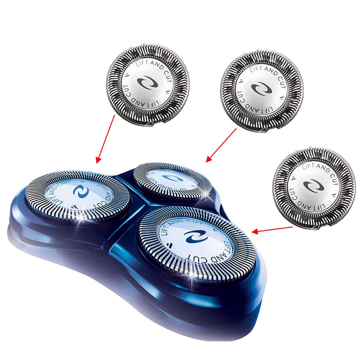 TYZEST Hq56 3 Pcs Replacement Shaver Head for Philips Norelco Hq55 Hq4+ Hq3