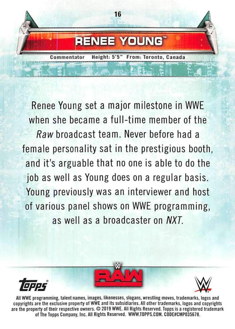 2019 Topps WWE Women's Division #16 Renee Young Wrestling Trading Card