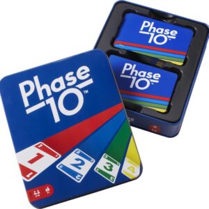 Mattel Games Phase 10 Card Game for Families, Adults and Kids, Challenging & Exciting Rummy-Style Play in a Storage Tin (Amazon Exclusive)