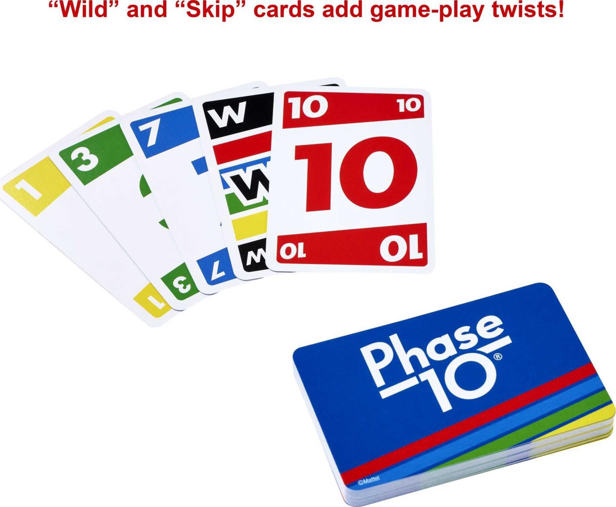 Mattel Games Phase 10 Card Game for Families, Adults and Kids, Challenging & Exciting Rummy-Style Play in a Storage Tin (Amazon Exclusive)