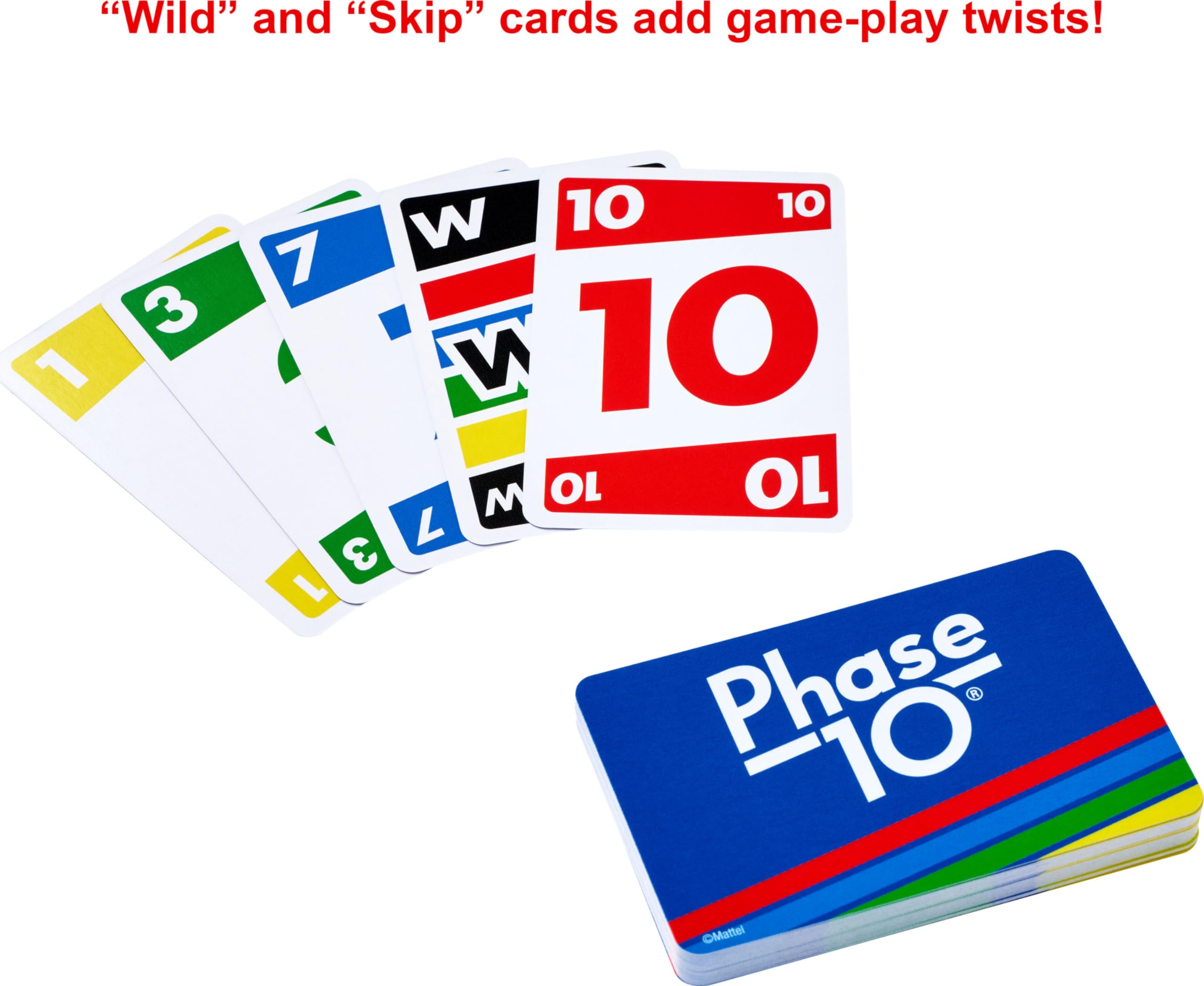 Mattel Games Phase 10 Card Game for Families, Adults and Kids, Challenging & Exciting Rummy-Style Play in a Storage Tin (Amazon Exclusive)