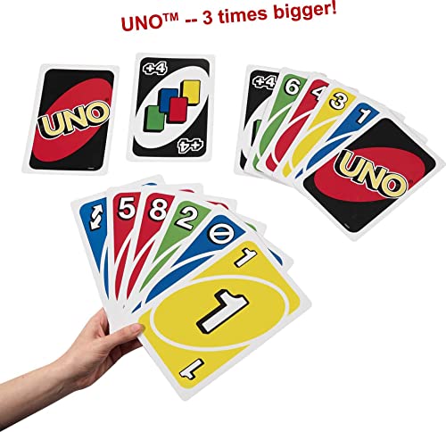 Mattel Games ​Giant UNO Card Game for Kids, Adults & Family Night, Oversized Cards & Customizable Wild Cards for 2-10 Players