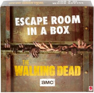 mattel games escape room in a box:the walking dead board game, party game for 4 to 8 players with clues & puzzles inspired by amc tv series, gift for teens & adults ages 13 years old & up