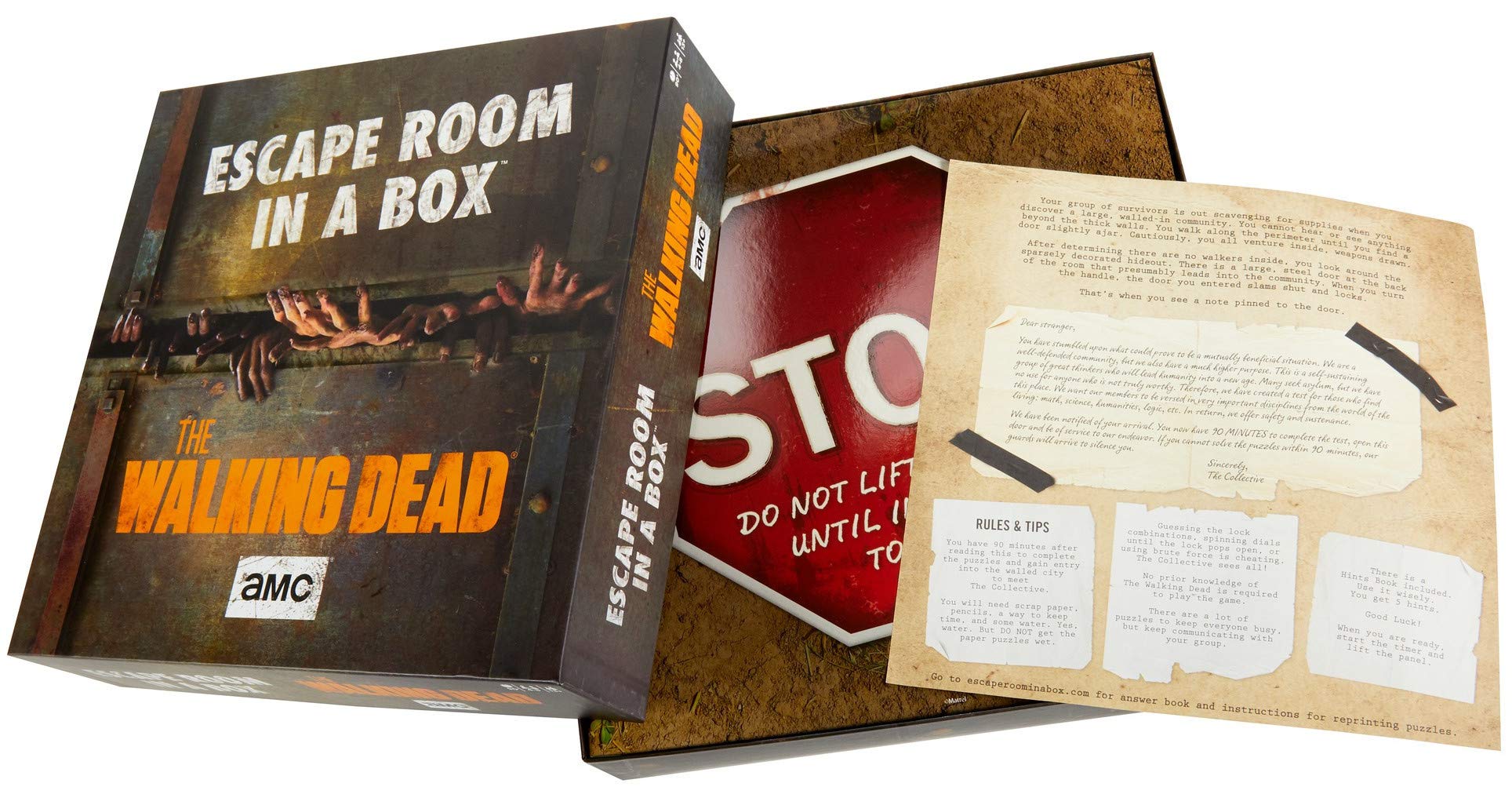 Mattel Games Escape Room in a Box:The Walking Dead Board Game, Party Game for 4 to 8 Players with Clues & Puzzles Inspired by AMC TV Series, Gift for Teens & Adults Ages 13 Years Old & Up