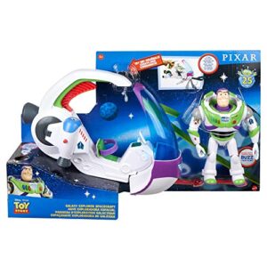 Toy Story 4 Galaxy Explorer Spacecraft & Buzz Lightyear Figure, Transforming Toy Vehicle with Missile Launcher, Booster Arm & Extraction Claw, Kids Gift for Ages 4 Years Old & Up