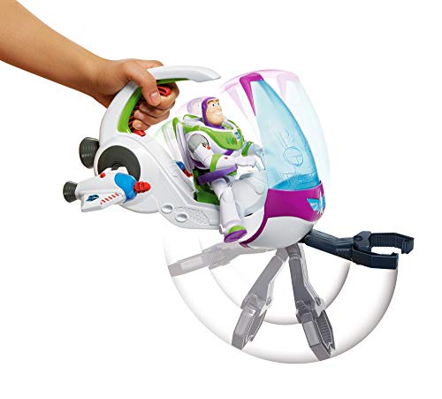 Toy Story 4 Galaxy Explorer Spacecraft & Buzz Lightyear Figure, Transforming Toy Vehicle with Missile Launcher, Booster Arm & Extraction Claw, Kids Gift for Ages 4 Years Old & Up