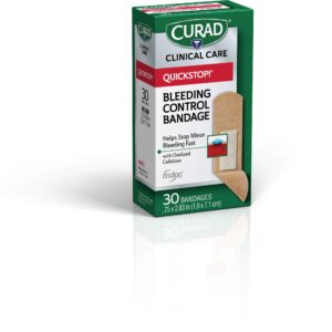 Curad Quickstop Flex-Fabric Bandages, Quickstop Bleeding Control Technology, 0.75" x 2.83", 30 Count (Pack of 3)