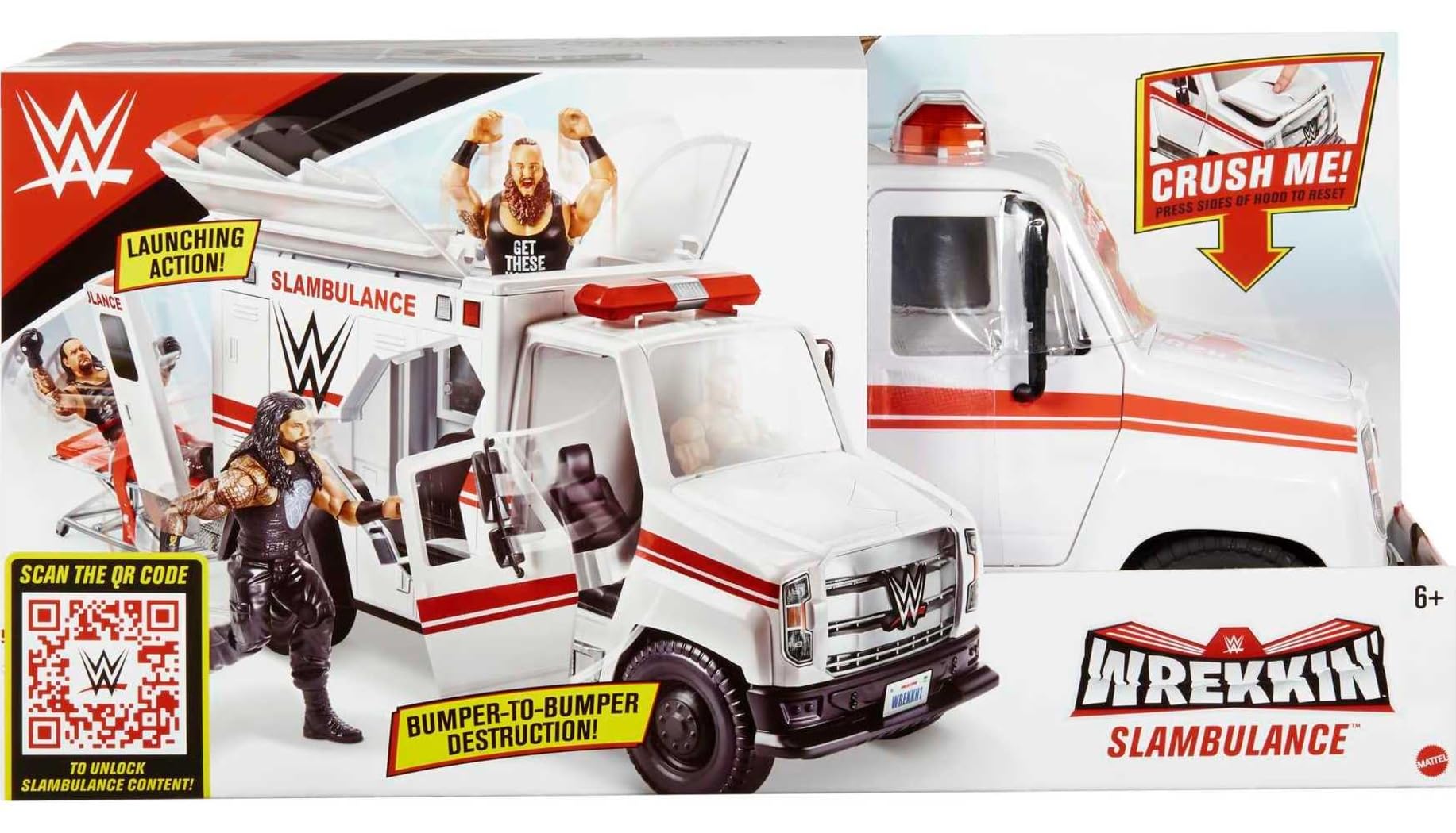 Mattel WWE Slambulance Wrekkin' Vehicle Breakaway Ambulance, for 6-Inch Action Figure