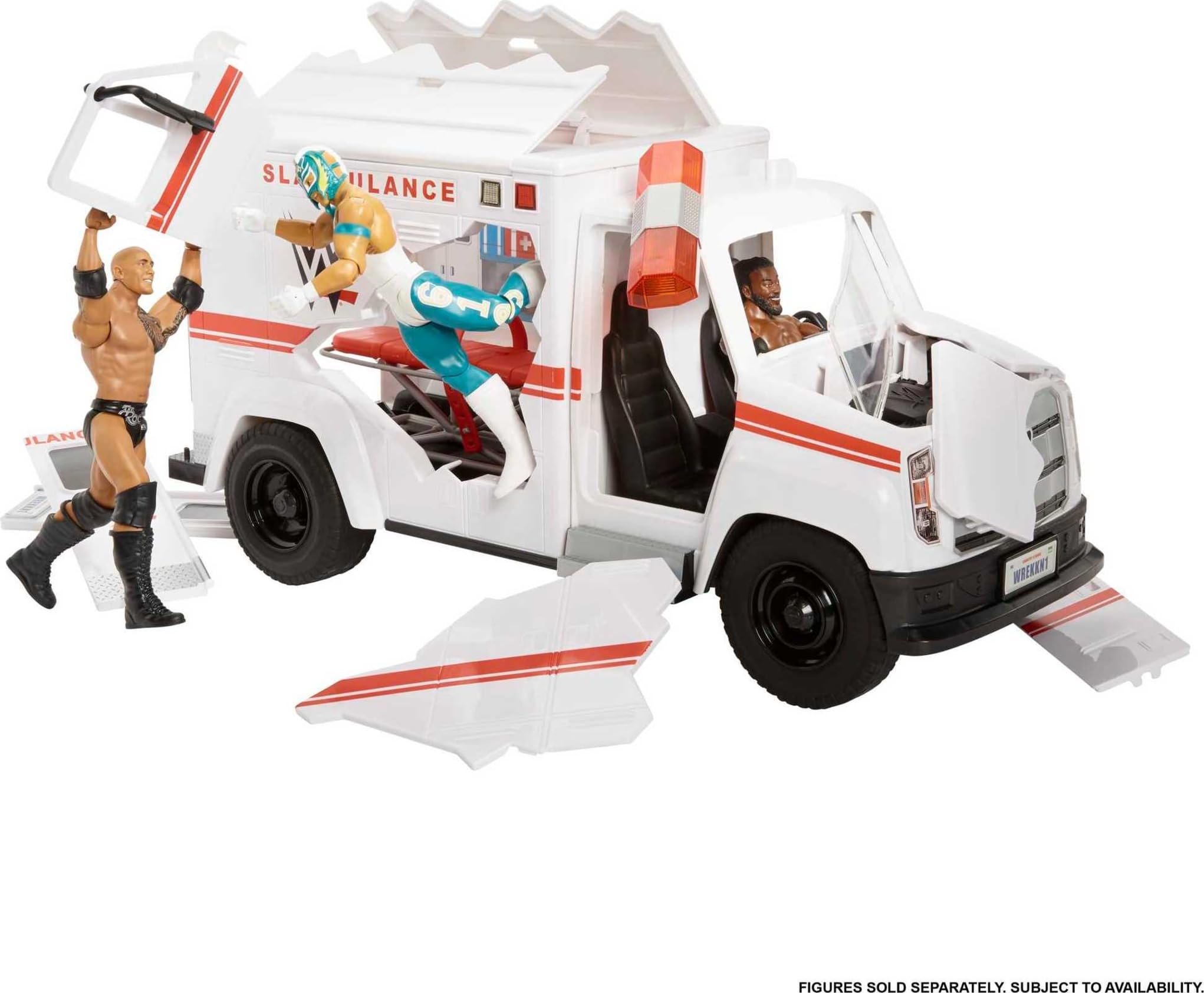 Mattel WWE Slambulance Wrekkin' Vehicle Breakaway Ambulance, for 6-Inch Action Figure