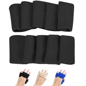 bodymoves 10 finger brace splint sleeve thumb support protector cushion pressure safe elastic breathable stabilizers (midnight black)