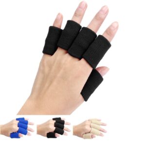 BodyMoves 10 Finger Brace Splint Sleeve Thumb Support Protector Cushion Pressure Safe Elastic Breathable Stabilizers (Midnight Black)