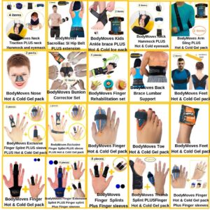 BodyMoves 10 Finger Brace Splint Sleeve Thumb Support Protector Cushion Pressure Safe Elastic Breathable Stabilizers (Midnight Black)