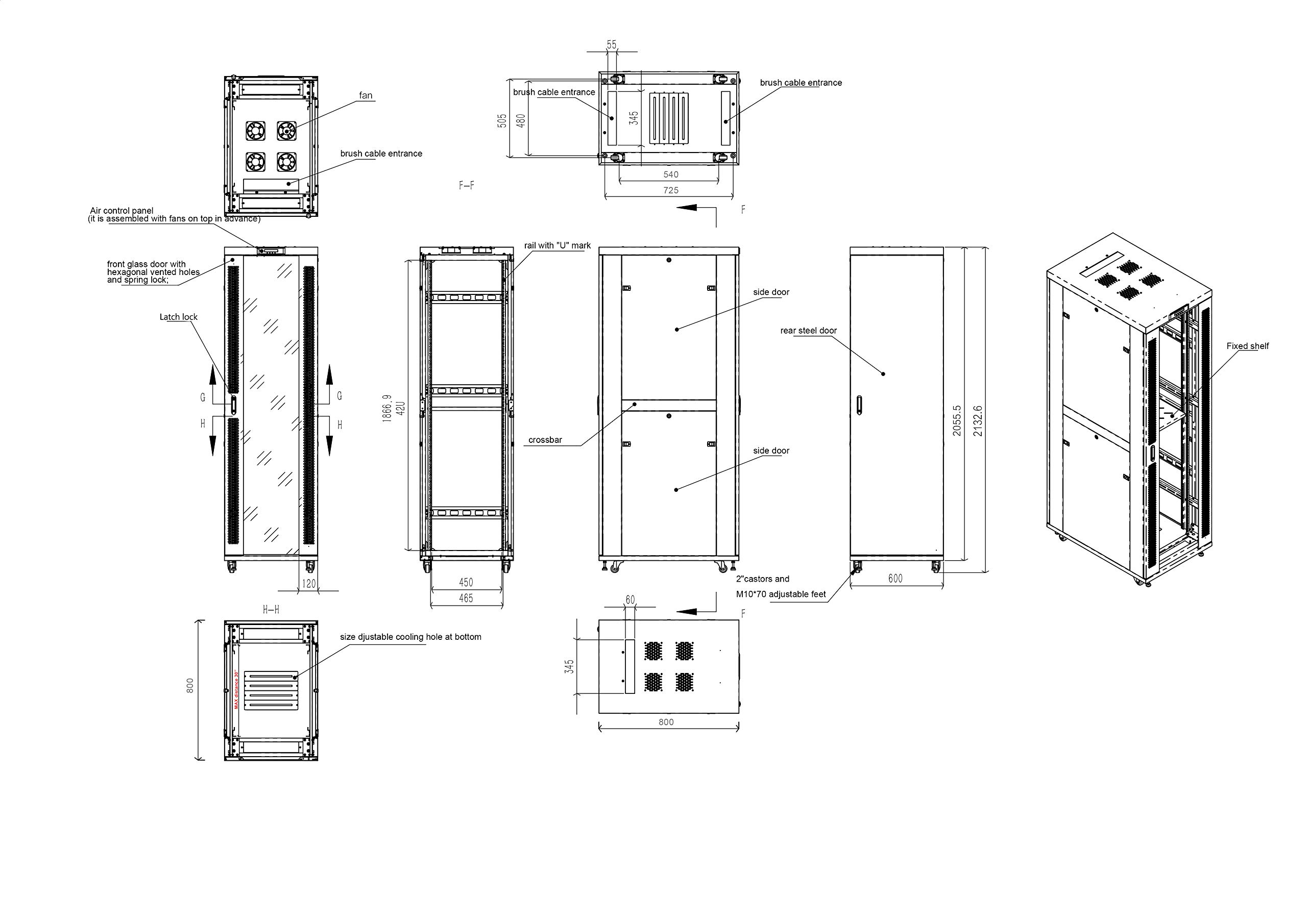 Server Rack - Locking Cabinet - Network Rack Cabinet Enclosure - 42U - Rack Mount - 32 Inch Deep - Server Cabinet - on Wheels - Shelf - Cooling Fan - Thermostat - Sysracks - SRF