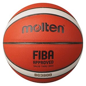 molten bg3800 basketball, indoor, fiba approved, composite leather, size 7, suitable for boys age 14 & adult, orange/ivory