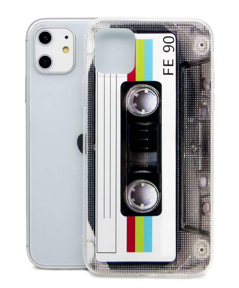 FAteam Matte Finish Heavy Duty Soft Back Cover with TPU Soft Bumper Cassette Tape Case Compatible with iPhone 11-6.1 inch