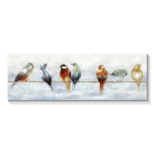 tar tar studio bird canvas wall art painting: abstract animal artwork picture for living room (36''w x 12''h, multiple sizes)