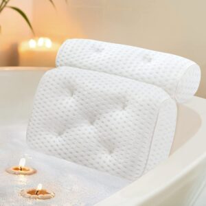 docilaso bath pillow, quick dry bathtub pillow with 4d air mash technology and 7 suction cups for neck and back support, suitable for all bathtub, hot tub, jacuzzi and home spa