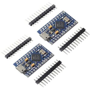 devmo 2pcs pro micro atmega32u4 5v 16mhz micro-usb development module board with 2 row pin header compatible ard-uino leonardo replace atmega328 pro mini