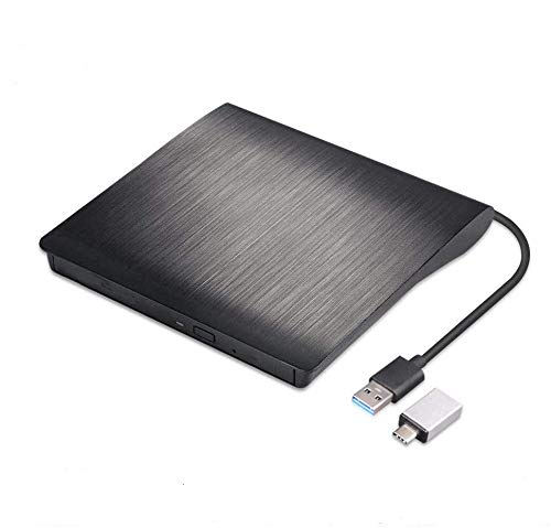 External CD/DVD Drive, USB 3.0 Type-C Lightscribe External CD/DVD Burner, Ultra-Slim Portable Optical Disk Drive, CD DVD +/-RW ROM Reader Writer for PC Laptop Desktop MacBook Mac Windows 7/8/10 Linux