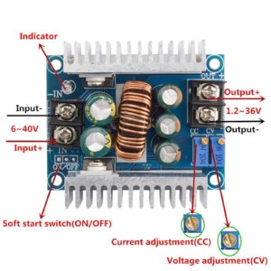 Diymore 2pcs 20A 300W CC CV Step Down Module Adjustable DC 6-40V to 1.2-36V Voltage Regulator Buck Converter Constant Current Power Supply Module 20v to 12v Step Down