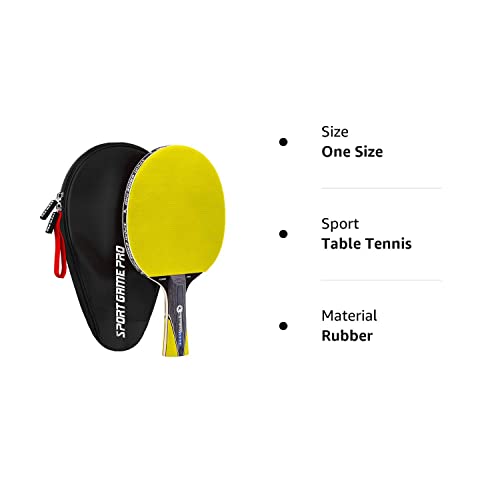 Ping Pong Paddle with Killer Spin + Case for Free - Professional Table Tennis Racket for Beginner and Advanced Players - Improve Your Ping Pong Skills with JT Ping Pong Paddle Set (Yellow)