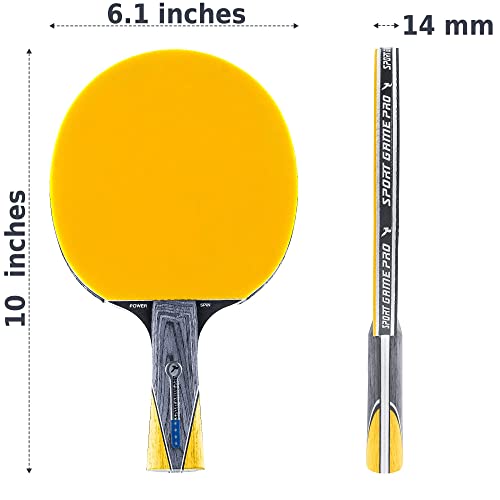 Ping Pong Paddle with Killer Spin + Case for Free - Professional Table Tennis Racket for Beginner and Advanced Players - Improve Your Ping Pong Skills with JT Ping Pong Paddle Set (Yellow)