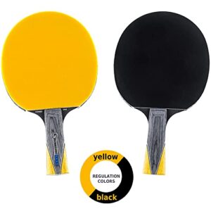 Ping Pong Paddle with Killer Spin + Case for Free - Professional Table Tennis Racket for Beginner and Advanced Players - Improve Your Ping Pong Skills with JT Ping Pong Paddle Set (Yellow)