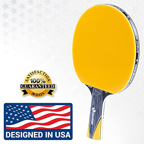 Ping Pong Paddle with Killer Spin + Case for Free - Professional Table Tennis Racket for Beginner and Advanced Players - Improve Your Ping Pong Skills with JT Ping Pong Paddle Set (Yellow)