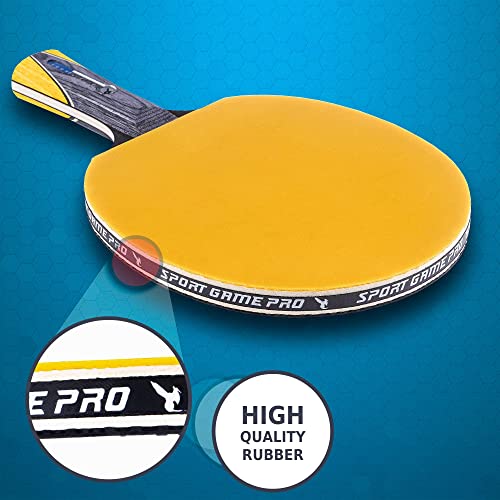 Ping Pong Paddle with Killer Spin + Case for Free - Professional Table Tennis Racket for Beginner and Advanced Players - Improve Your Ping Pong Skills with JT Ping Pong Paddle Set (Yellow)