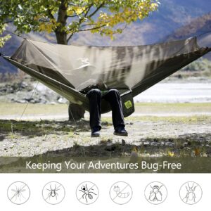 Miztli Camping Hammock with Net, Portable Lightweight Outdoor Hammock Tree Travel Backpacking Hammock Tent with 20Ft(Total) Tree Straps, Perfect for Camping Hiking Yard Adventure Survival