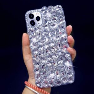 Bonitec for iPhone 11 Pro Max Case 3D Glitter Sparkle Bling Case for Women Luxury Shiny Crystal Rhinestone Diamond Bumper Clear Gems Protective Case Cover