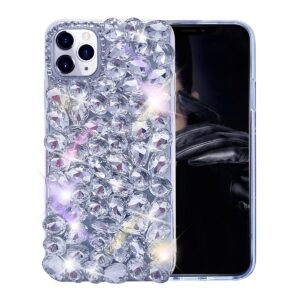 Bonitec for iPhone 11 Pro Max Case 3D Glitter Sparkle Bling Case for Women Luxury Shiny Crystal Rhinestone Diamond Bumper Clear Gems Protective Case Cover