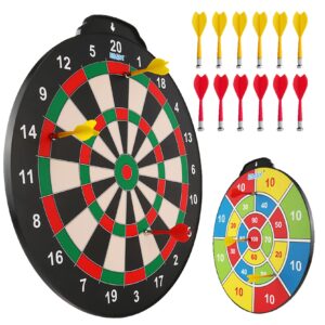 18 inch magnetic dart board set for kids, indoor outdoor game dart game with 12 darts, dartboard toys gifts for 6 7 8 9 10 11 12 year old boys