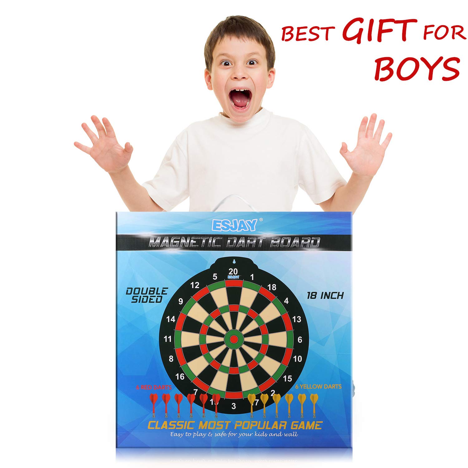 18 inch Magnetic Dart Board Set for Kids, Indoor Outdoor Game Dart Game with 12 Darts, Dartboard Toys Gifts for 6 7 8 9 10 11 12 Year Old Boys