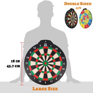 18 inch Magnetic Dart Board Set for Kids, Indoor Outdoor Game Dart Game with 12 Darts, Dartboard Toys Gifts for 6 7 8 9 10 11 12 Year Old Boys