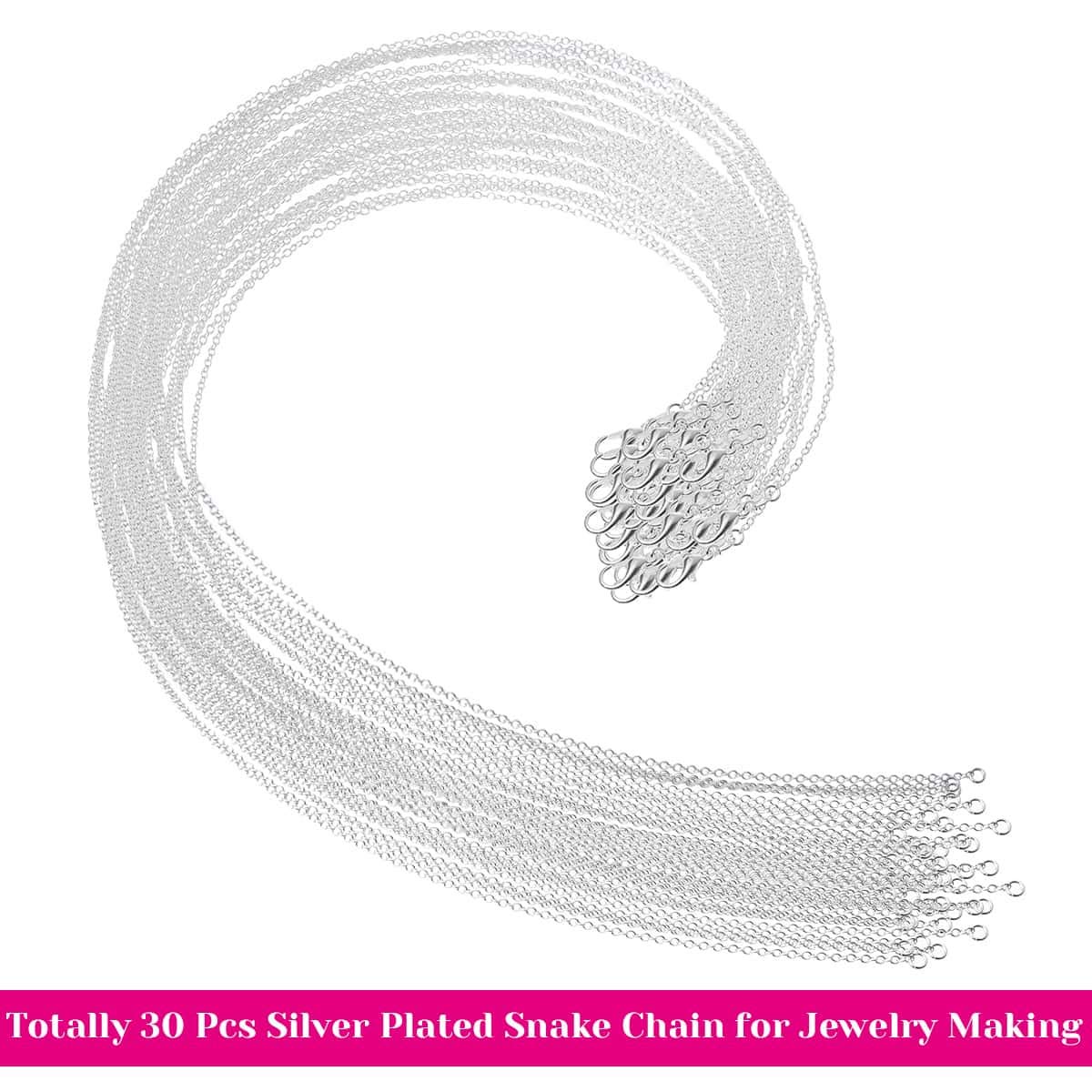 selizo 30 Pack Chain Necklace Bulk Jewelry Making Chains Silver Plated Necklace Chains for Necklace Jewelry Making, 1.2 mm (20 Inches)