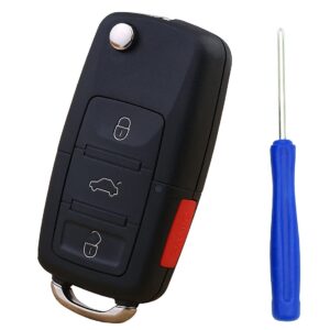 new uncut blade keyless remote key fob shell case no chips inside for vw volkswagen jetta passat golf beetle rabbit gti cc eos(black)