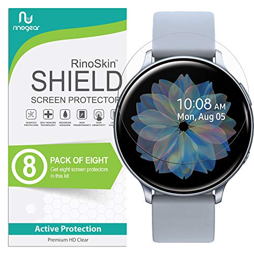 RinoGear (8-Pack Screen Protector for Samsung Galaxy Watch Active 2 Screen Protector (44mm) Case Friendly Accessories Flexible Full Coverage Clear TPU Film