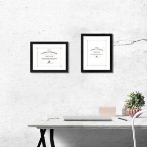 Golden State Art, 11x14 Diploma Wood Frame for 8.5x11 Document & Certificates, Real Glass (Black with Single White Mat, 2-Pack)