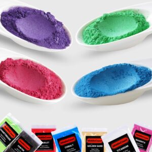 MIDDLECOAST Mica Powder for Epoxy Resin (8.8oz/250g) 25 Colors with Spoon, (0.35oz/10g Each) Pigment Powder for Soap Making, Bath Bombs, Makeup, Slime Powder, Candle Dye and Lip Gloss Pigment